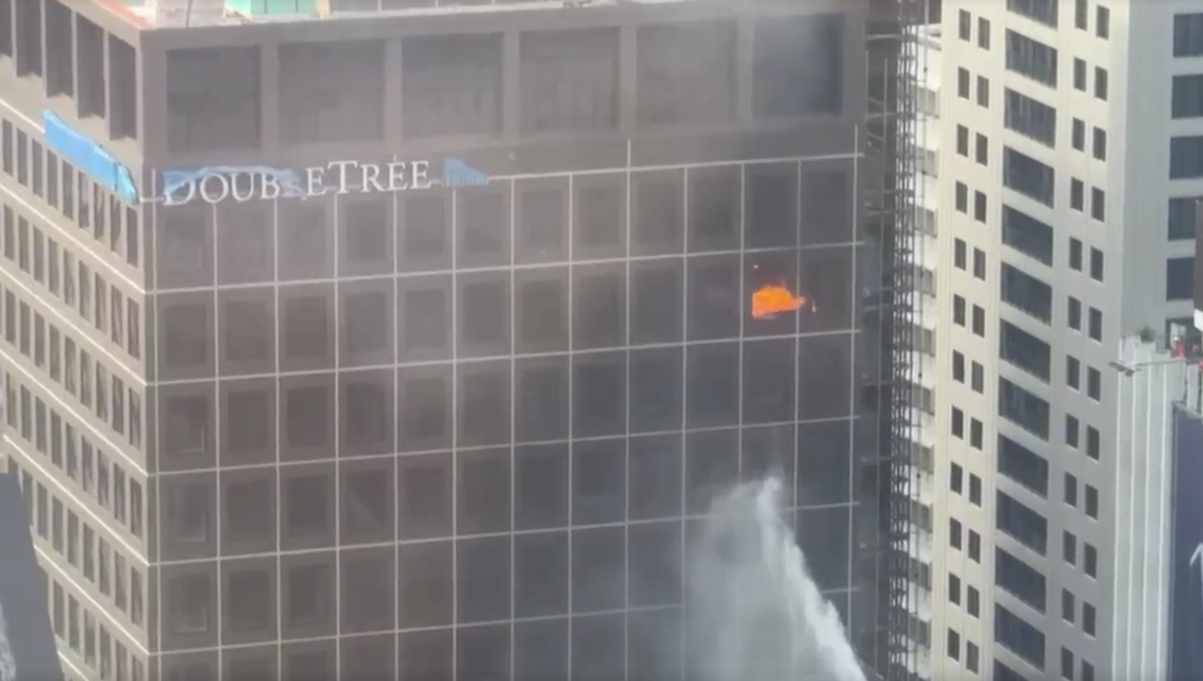 Video shows windows being blown out of building on fire in Auckland CBD ...