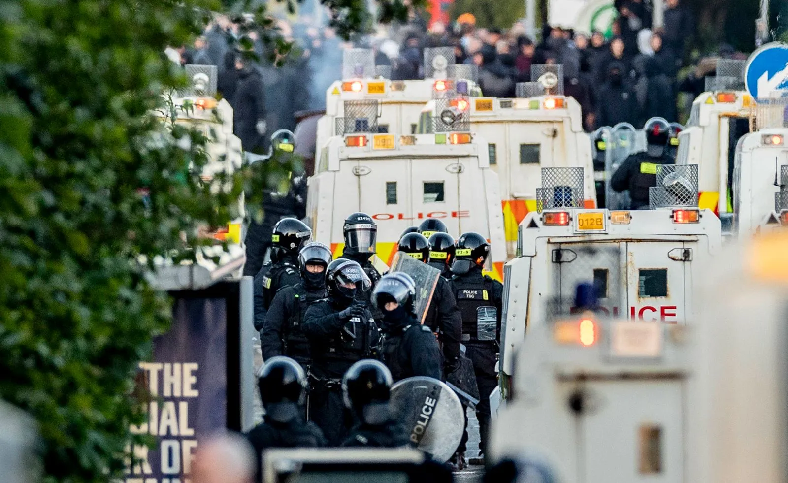 Belfast riots: Riot police turn water cannon on crowd near Chimney ...